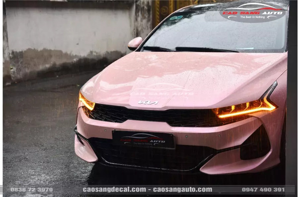 【WRAP】Dán đổi màu xe KIA K5 decal màu hồng chuyển sắc đẹp nhất